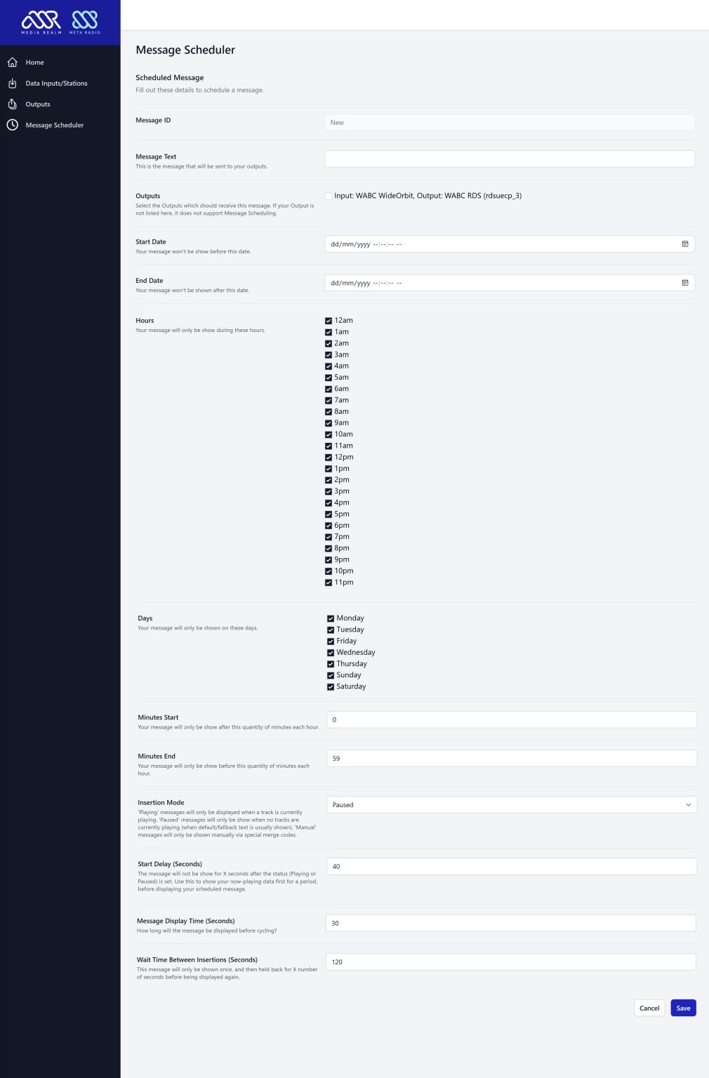 MetaRadio: Advanced Message Scheduling